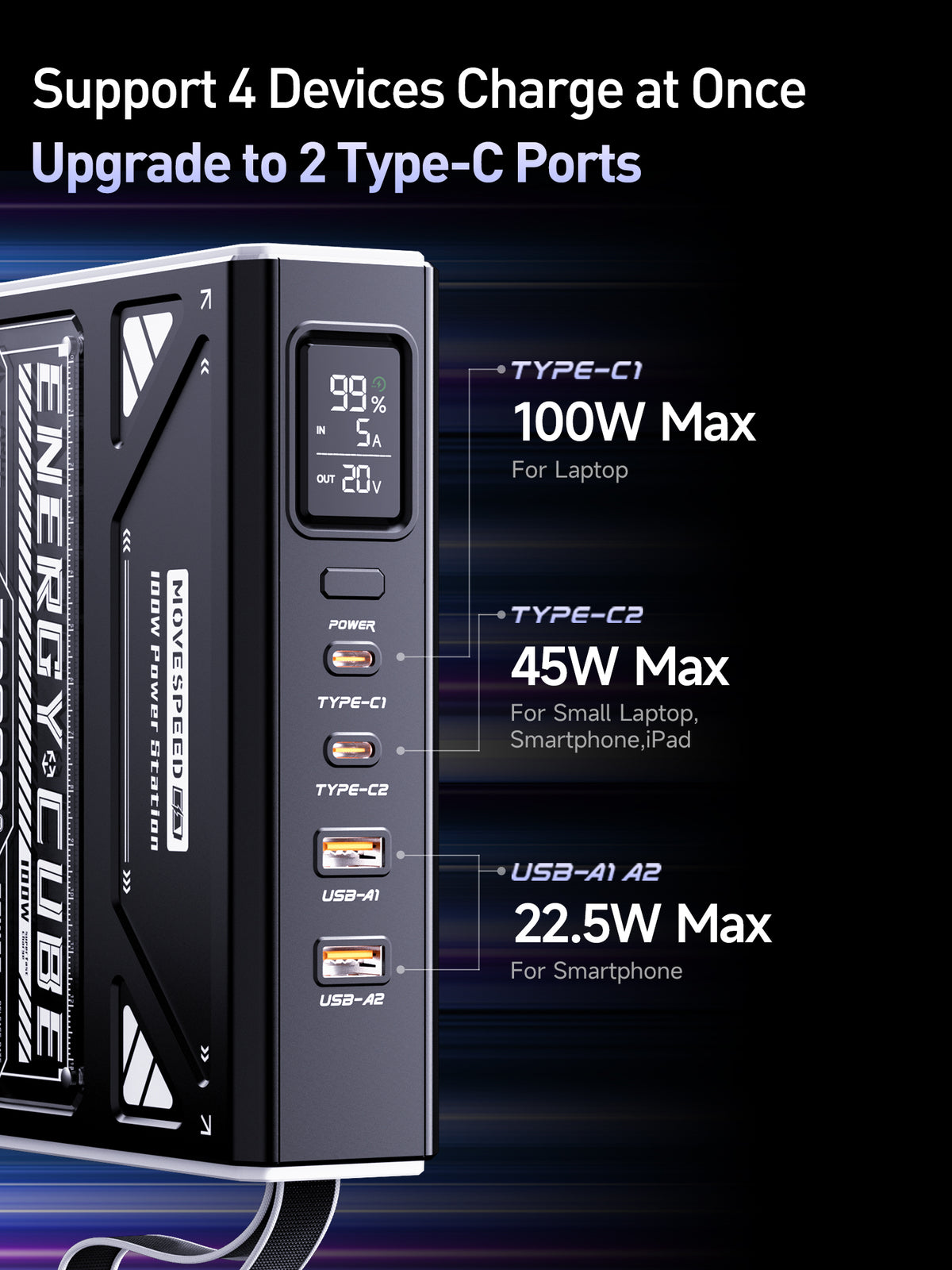 MOVE SPEED Z70 Pro 70,000mAh 100W External Battery Bank