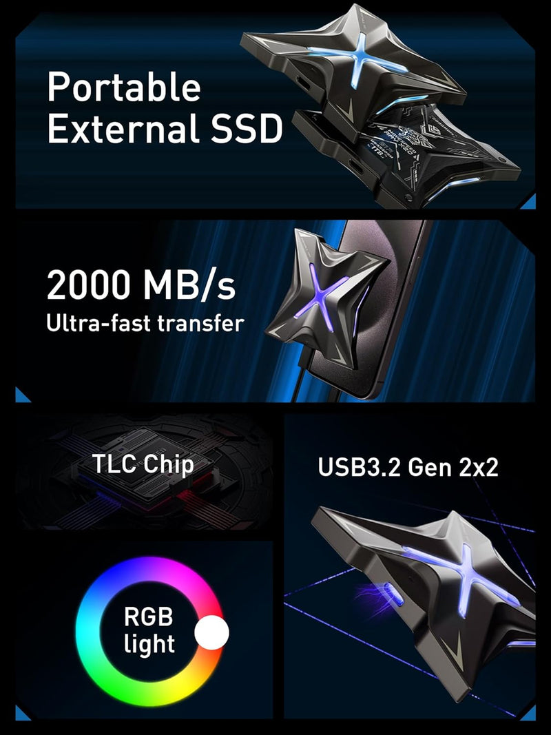 MOVE SPEED RX20 1TB/2TB 2000MB/s Portable SSD USB-C USB 3.2 Gen 2x2